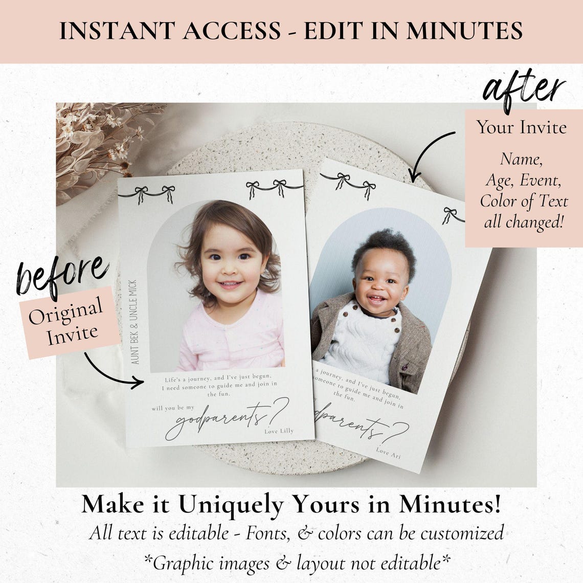 Godparent Proposal Card Printable: Minimalist Keepsake Template (5x7 ...