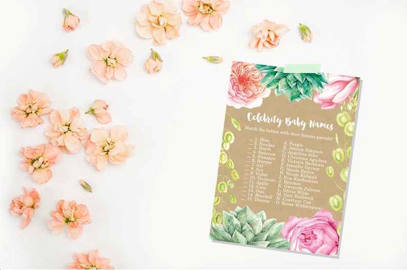 Celebrity Baby Name Game. Gender Neutral. Flowers. Flower Baby - Etsy