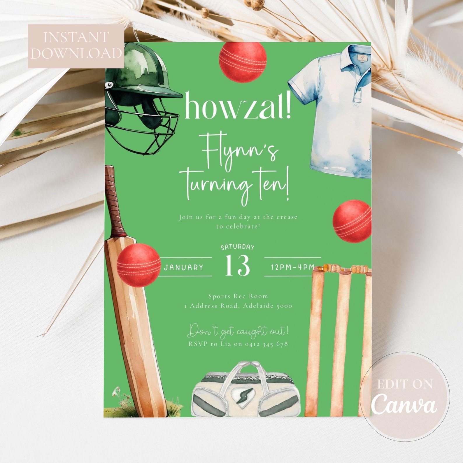 Cricket Birthday Invitation: Editable Sports Party Invite (digital ...