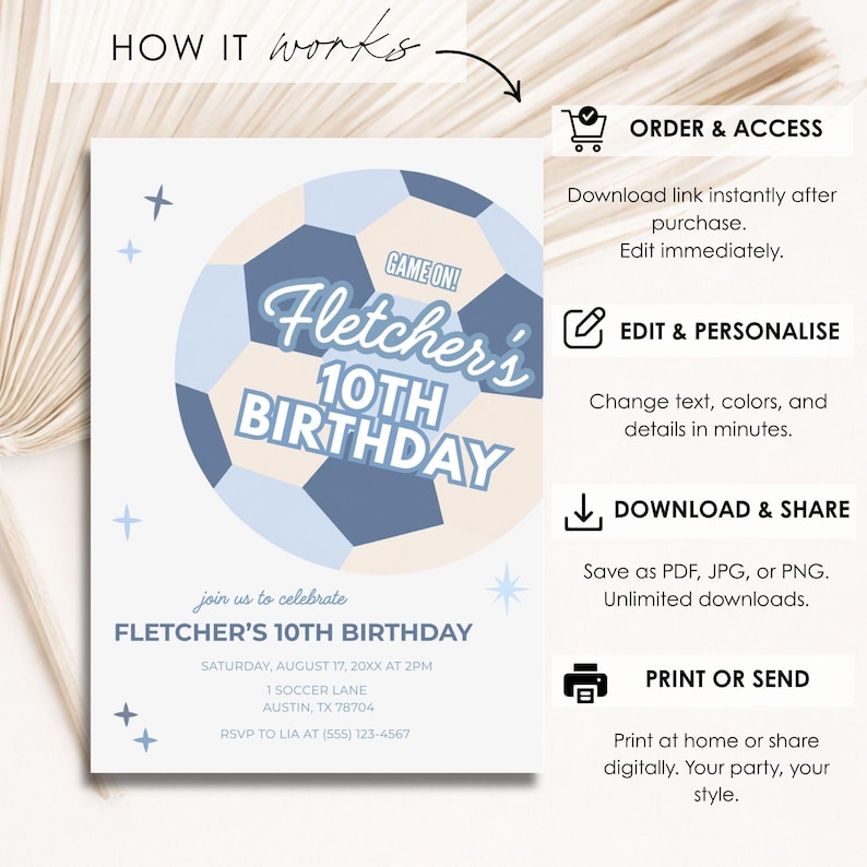 Soccer Birthday Invitation Template, Editable Canva Soccer Party Invite ...