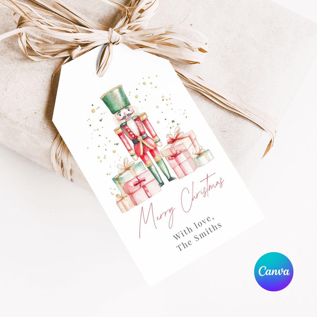 Nutcracker Christmas Gift Tags: Printable Red & Green Holiday Tags ...