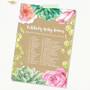 Celebrity Baby Name Game. Gender Neutral. Flowers. Flower Baby - Etsy