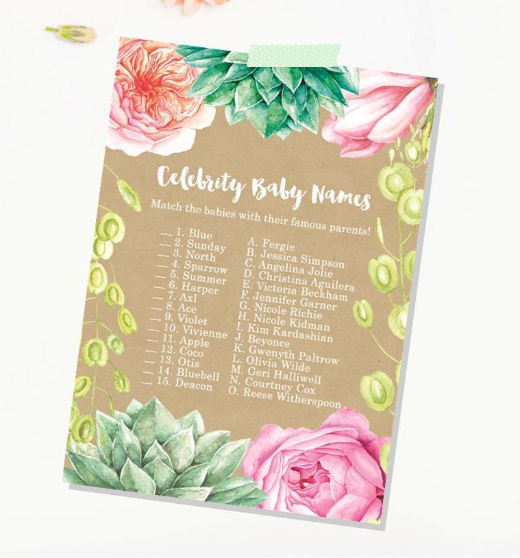 Celebrity Baby Name Game. Gender Neutral. Flowers. Flower Baby - Etsy