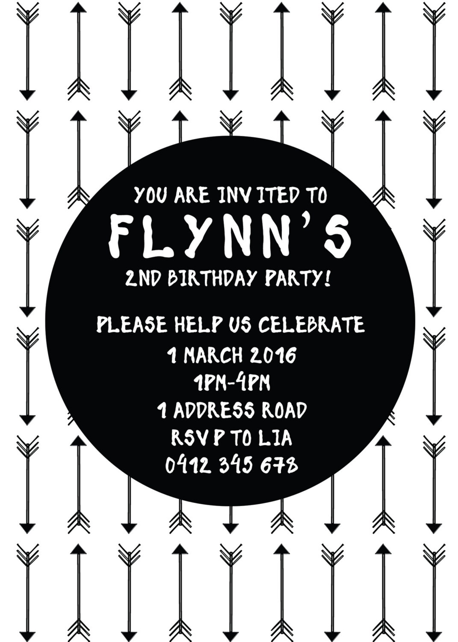 Arrow Birthday Invite. Monochrome Invitation. Birthday Invite. - Etsy