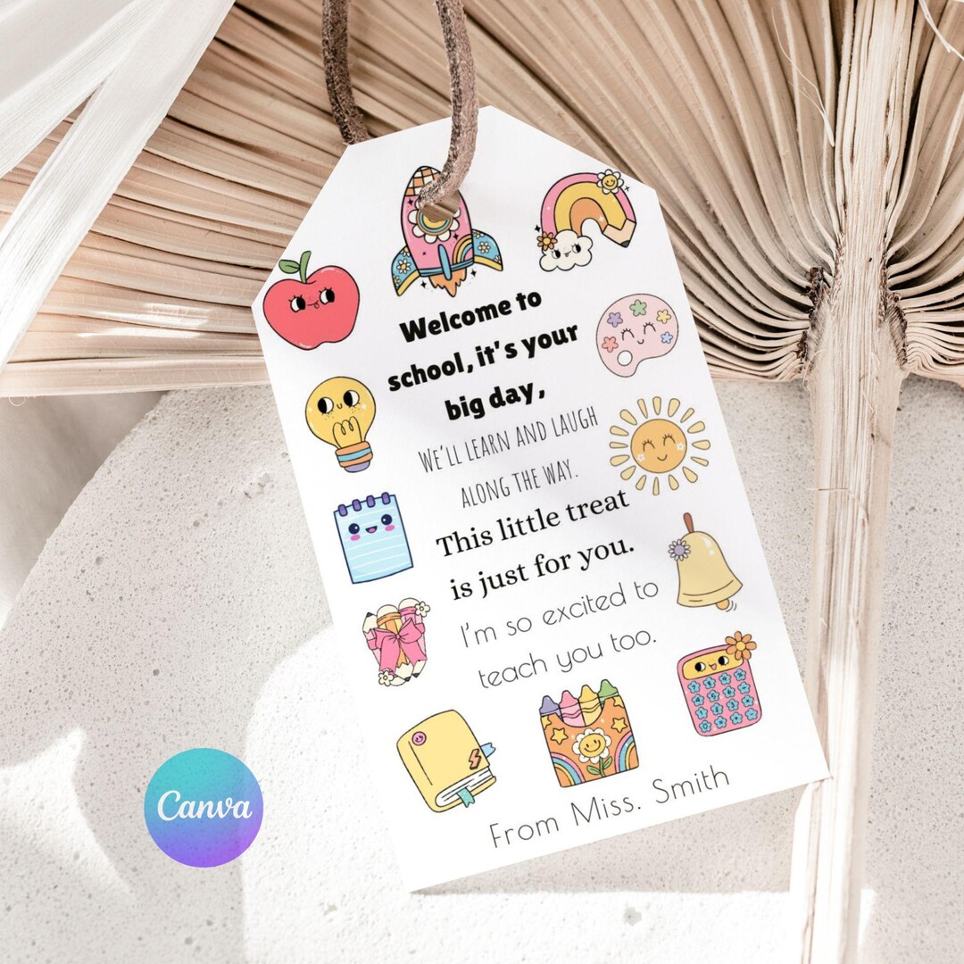Editable First Day of School Gift Tag, Teacher Poem Tag Printable ...