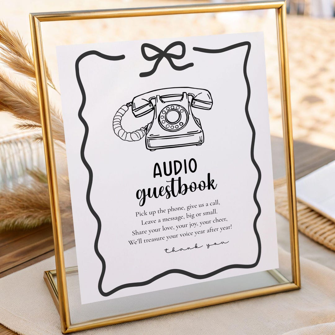 Audio Guestbook Sign Template: Telephone Design (editable Canva ...