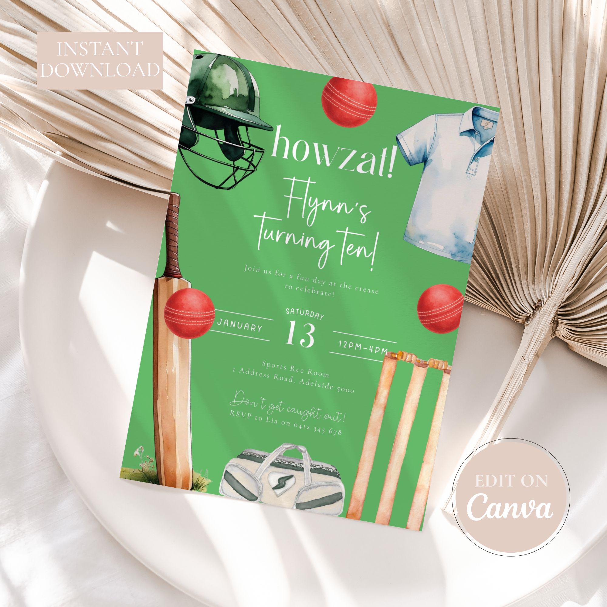 Cricket Birthday Invitation: Editable Sports Party Invite (digital ...