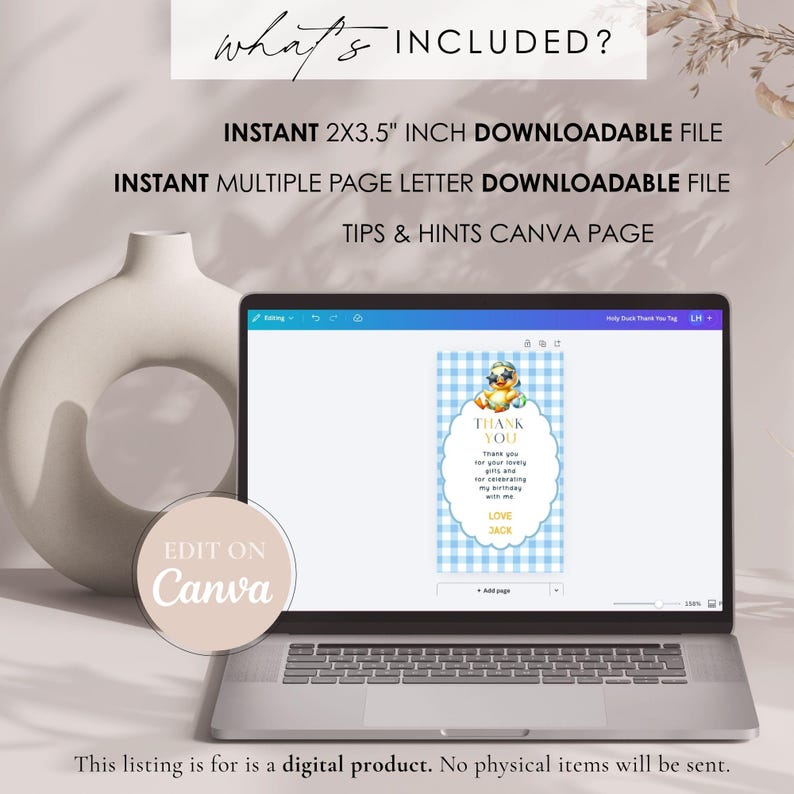 Holy Duck Birthday Thank You Tags, Editable Gift Tags Template, Boy ...