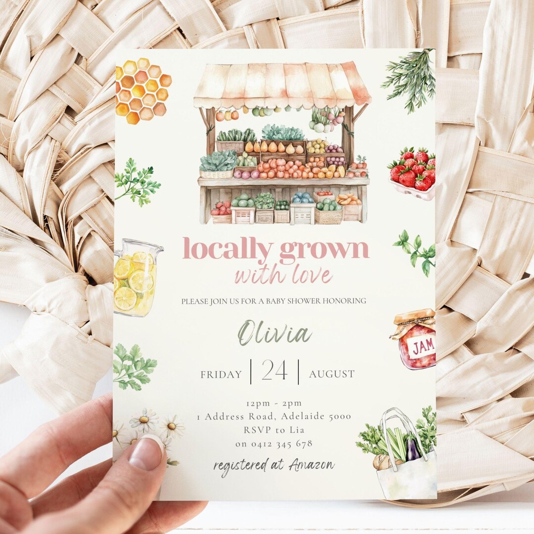 Locally Grown Baby Shower Invitation: Rustic Farm Theme (editable Canva ...