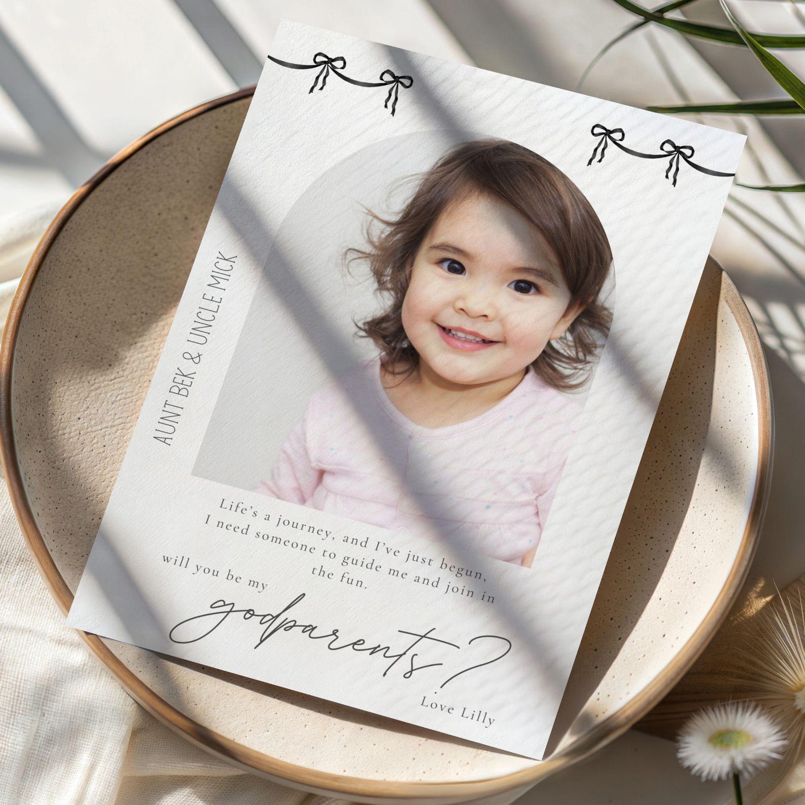 Godparent Proposal Card Printable: Minimalist Keepsake Template (5x7 ...
