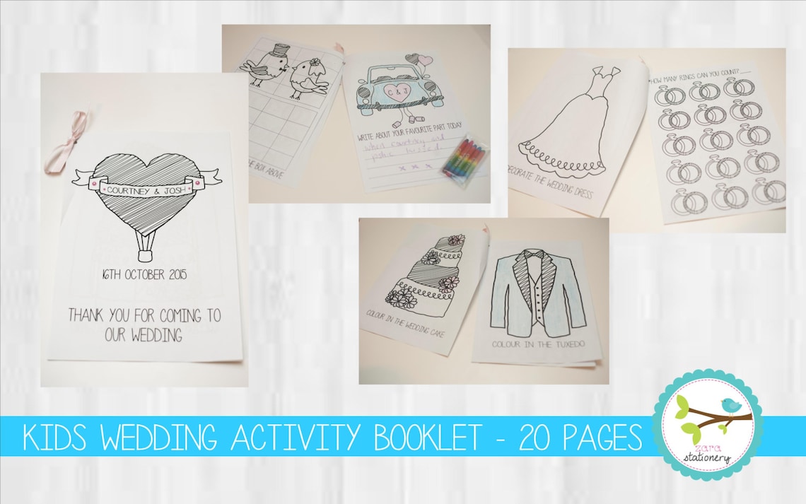 Wedding Activity Book. Wedding Coloring Book. Kids Wedding | Etsy