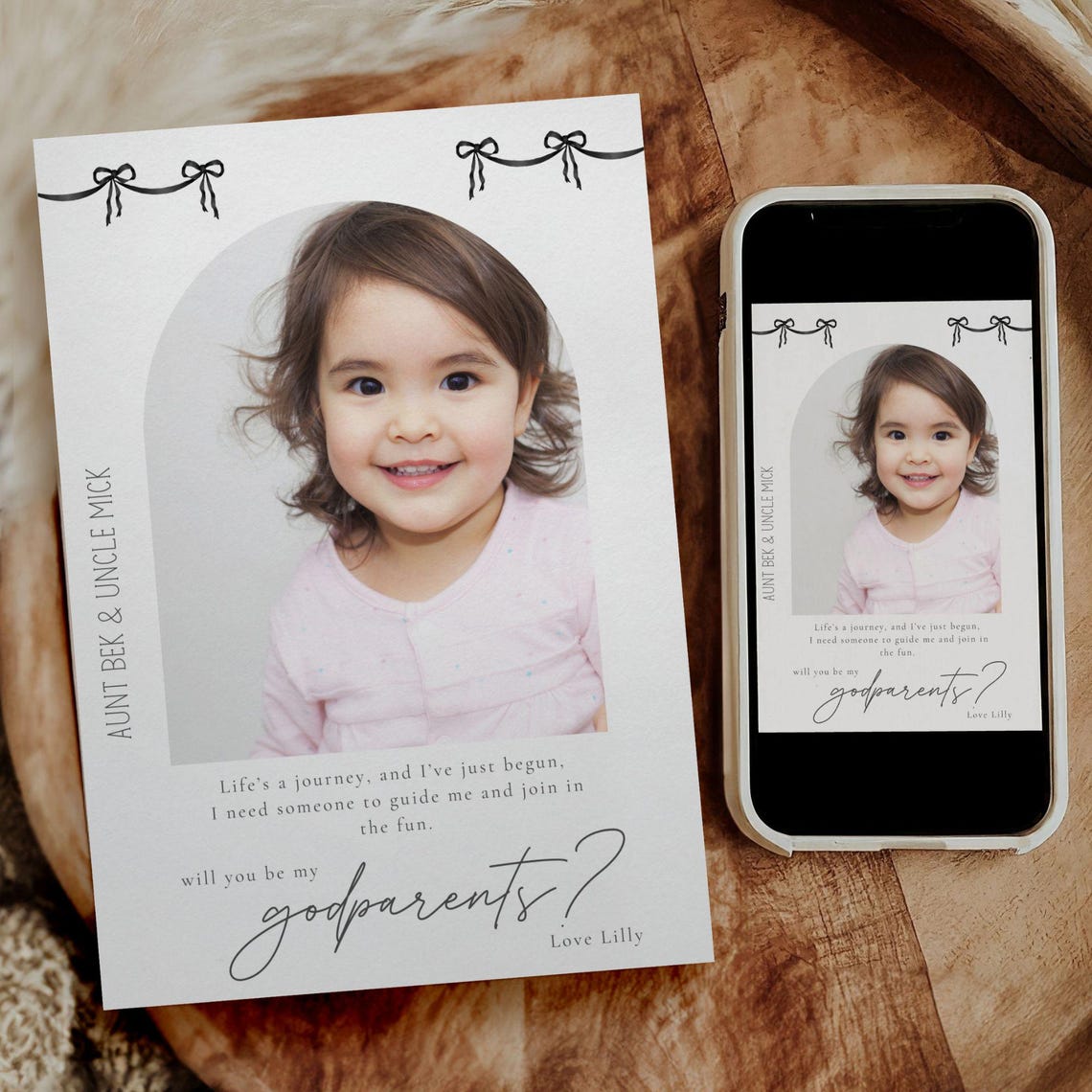 Godparent Proposal Card Printable: Minimalist Keepsake Template (5x7 ...