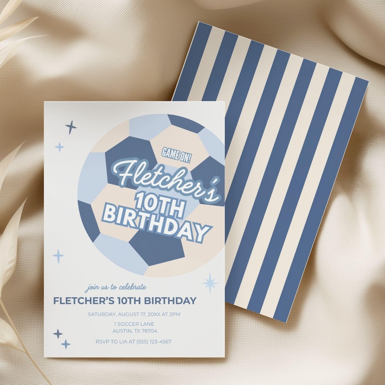 Soccer Birthday Invitation Template, Editable Canva Soccer Party Invite ...