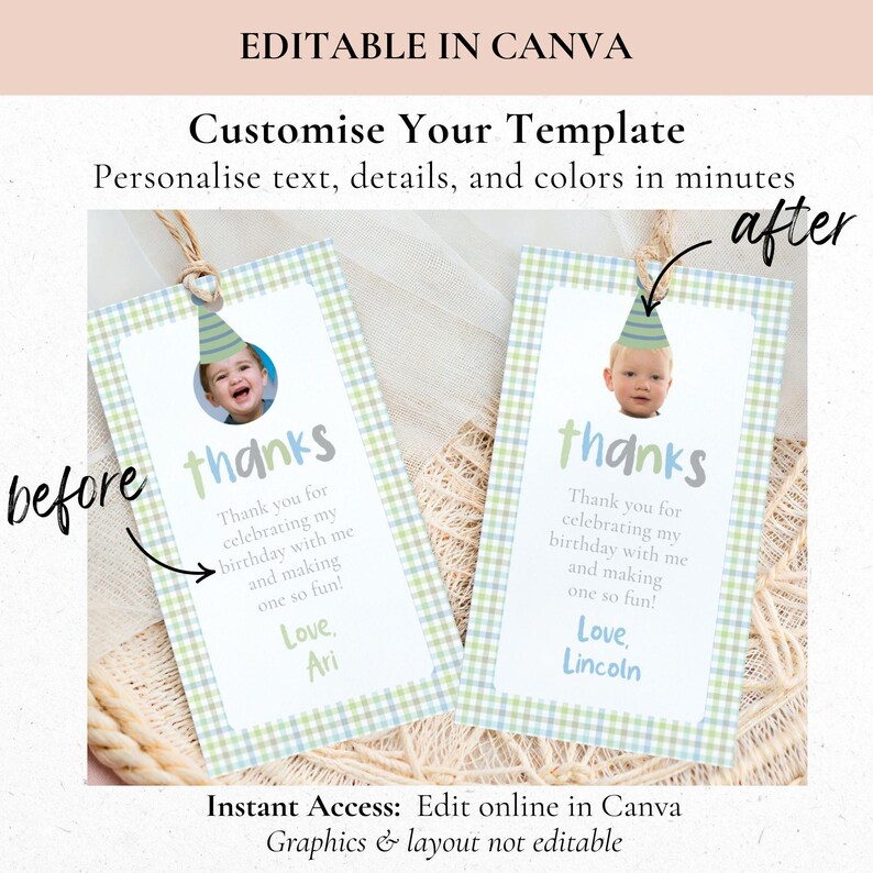 First Birthday Thank You Tags: Fun to Be One Party Favors (printable ...