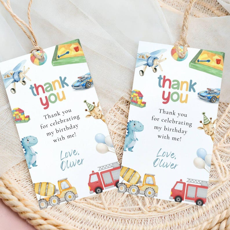 Favorite Things Birthday Thank You Tag, Editable Kids Party Favor ...