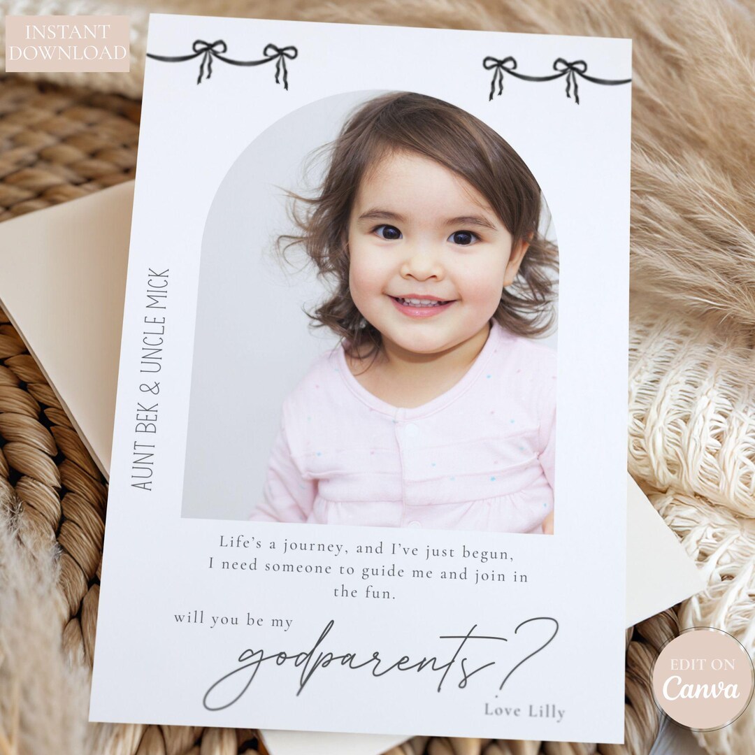 Godparent Proposal Card Printable: Minimalist Keepsake Template (5x7 ...