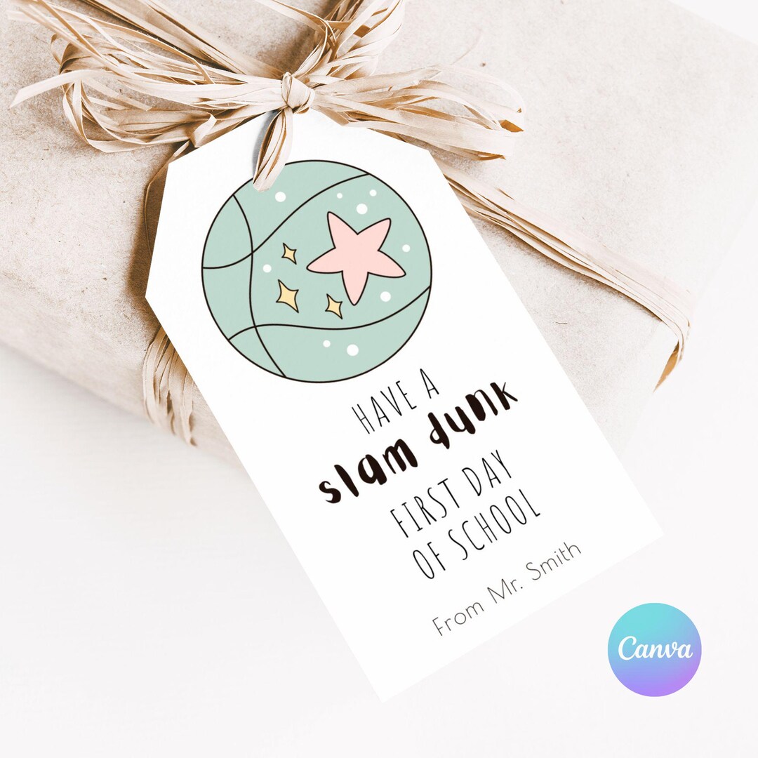 Slam Dunk Back to School Gift Tag, Printable Basketball Favor Tag ...