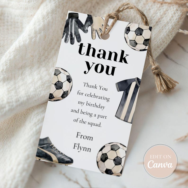Soccer Thank You Tag: Editable Sports Football Favor Label Template (2 ...