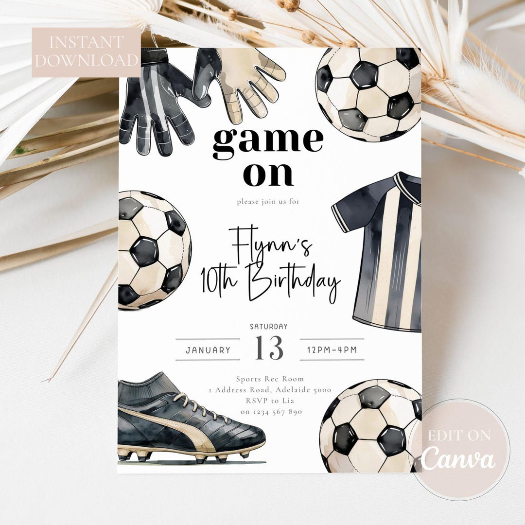 Soccer Birthday Invitation, Editable Soccer Party Invite, Sports Theme ...