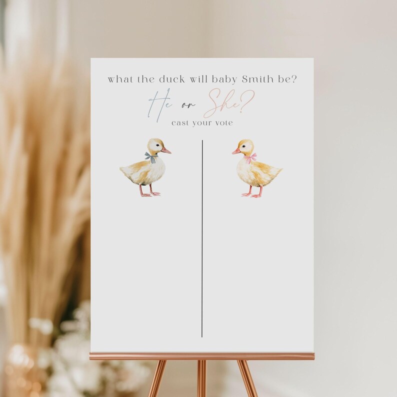 Guess the Gender Sign, He or She Gender Reveal Poster, Editable Canva ...
