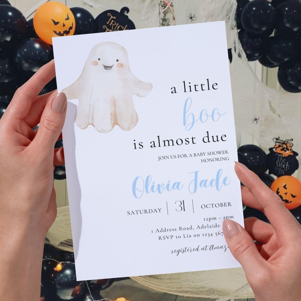 A Little Boo is Almost Due Baby Shower Invitation, Halloween Baby ...