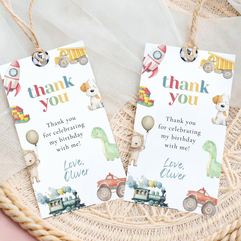Favorite Things Thank You Tag, Editable Birthday Favor Tag, Kids ...