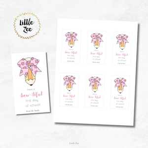 Bow Back to School Gift Tag: Printable Canva Template (instant Download ...