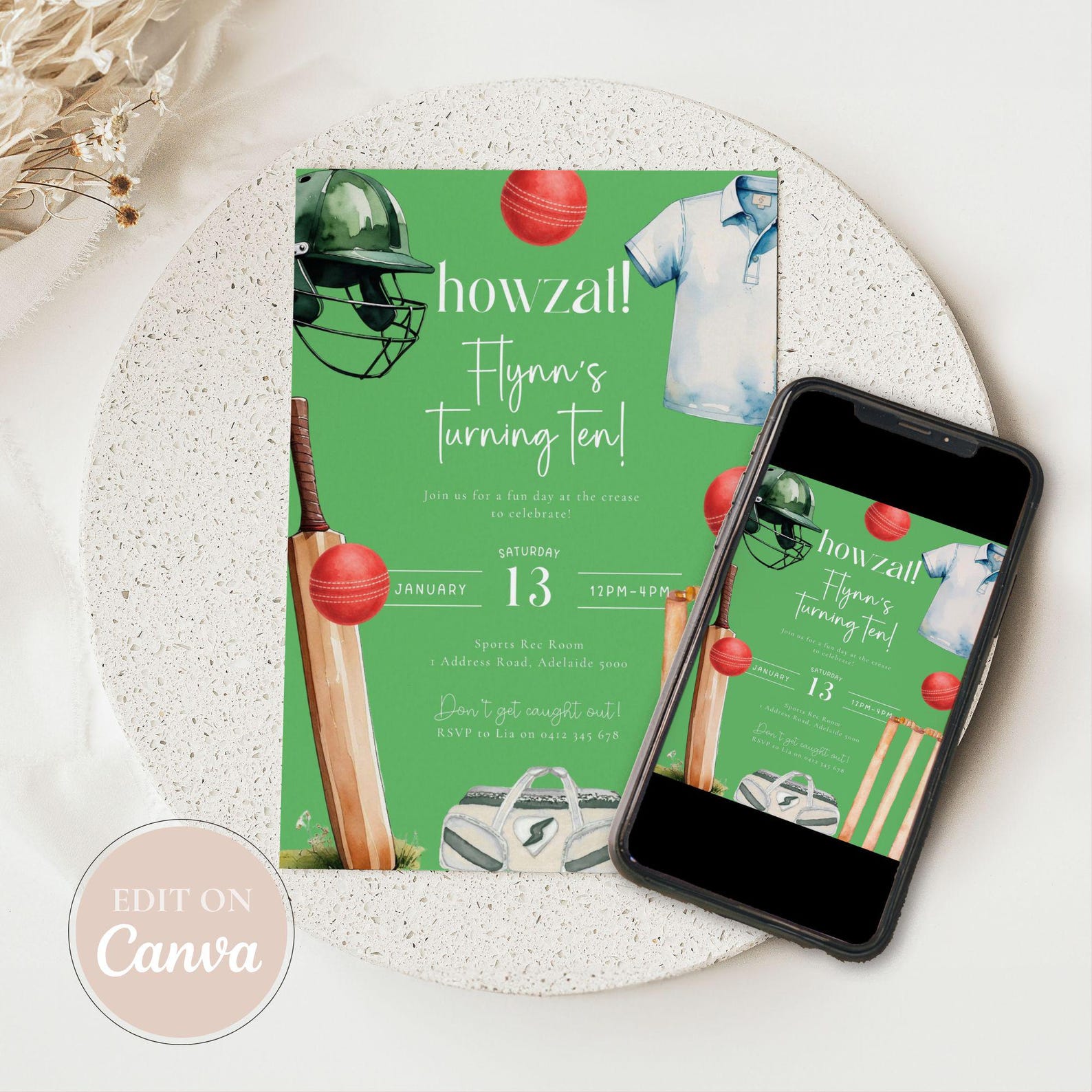 Cricket Birthday Invitation: Editable Sports Party Invite (digital ...