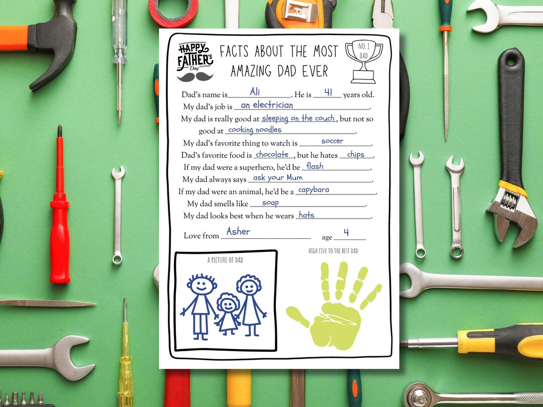Editable All About Dad Printable | Funny Father’s Day Kids Activity ...