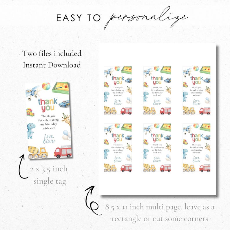 Favorite Things Birthday Thank You Tag, Editable Kids Party Favor ...