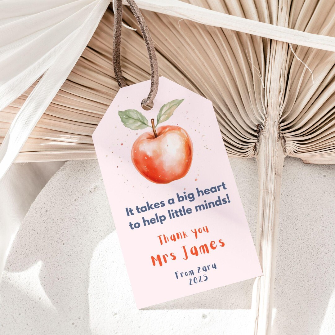Apple Teacher Thank You Tags: Editable Gift Tag Templates (printable ...