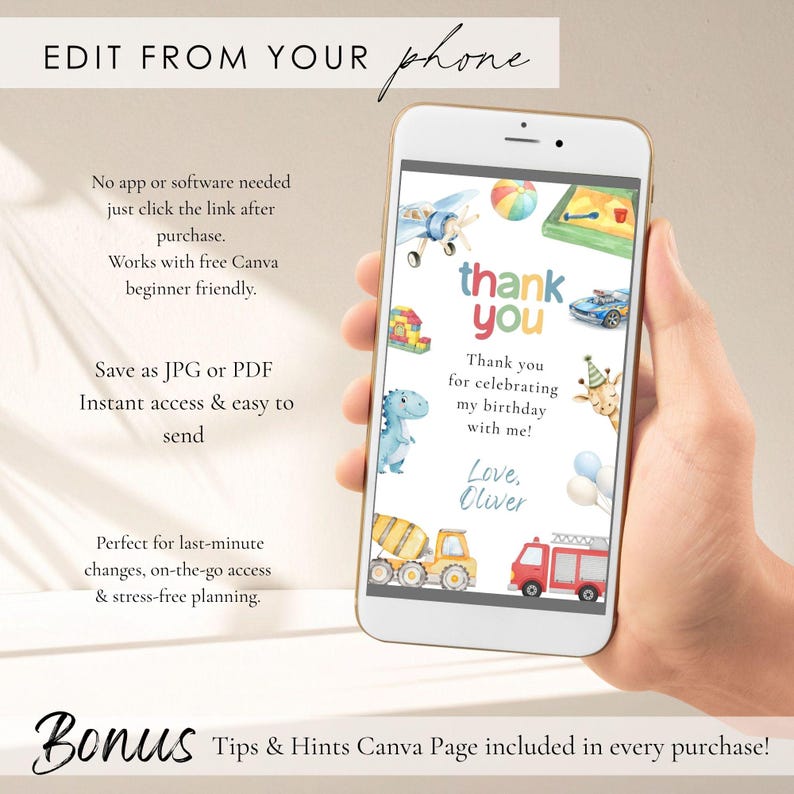 Favorite Things Birthday Thank You Tag, Editable Kids Party Favor ...