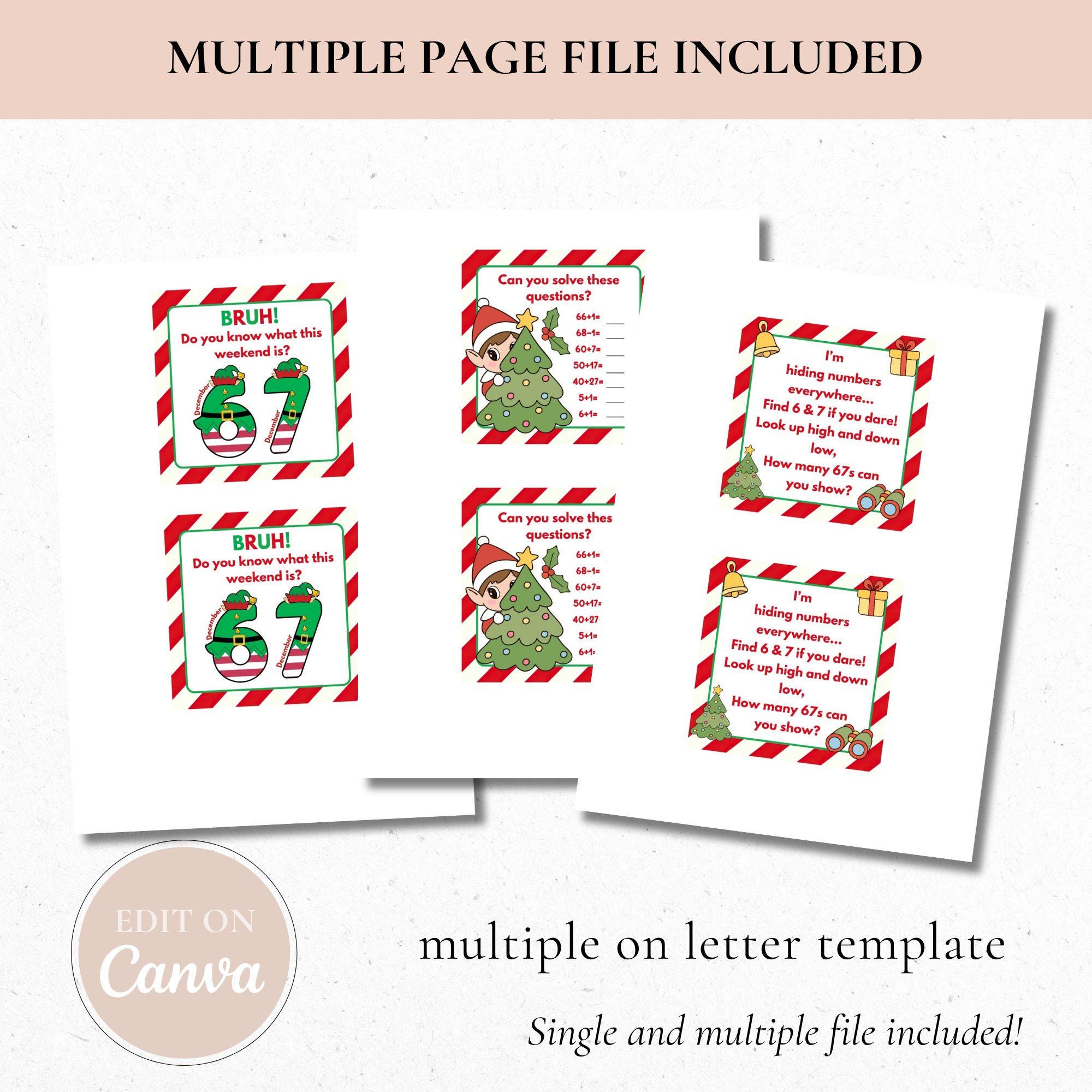 6 7 Elf Printable Bundle, Christmas Elf Activity Cards, Six Seven Elf ...