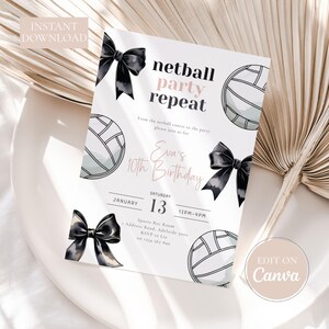 Pink Netball Birthday Invitation: Teen Sports Party (digital Download ...