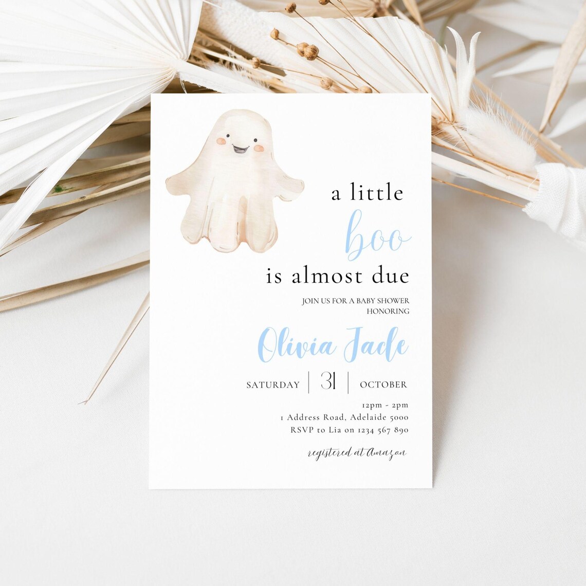 A Little Boo is Almost Due Baby Shower Invitation, Halloween Baby ...