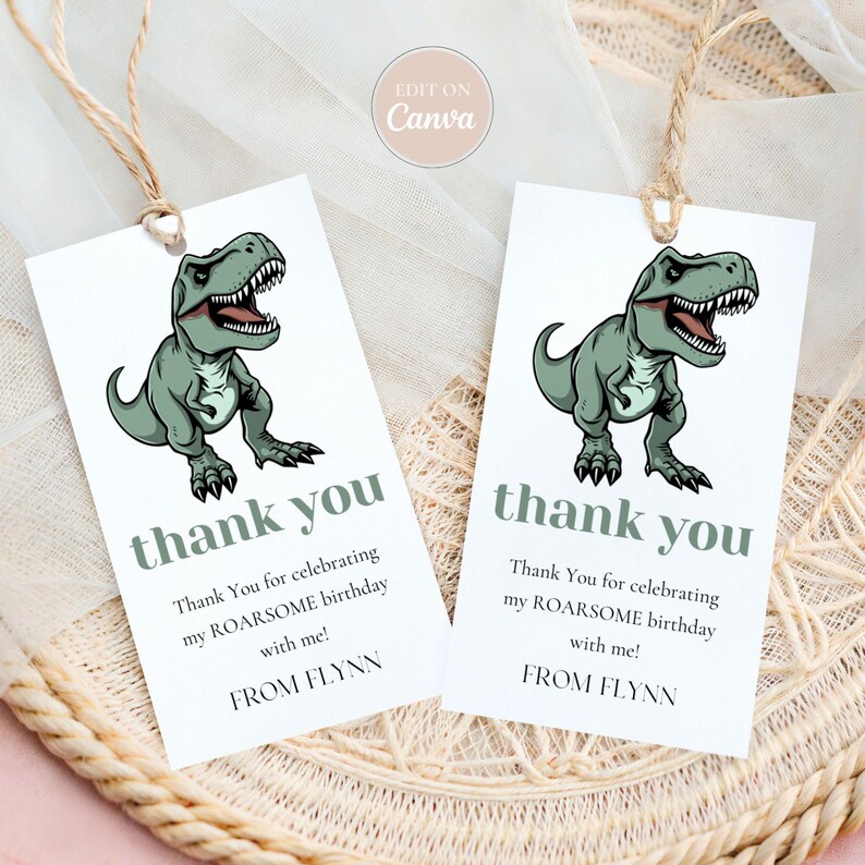 Dinosaur Thank You Tags: Birthday Party Favors (printable Template ...