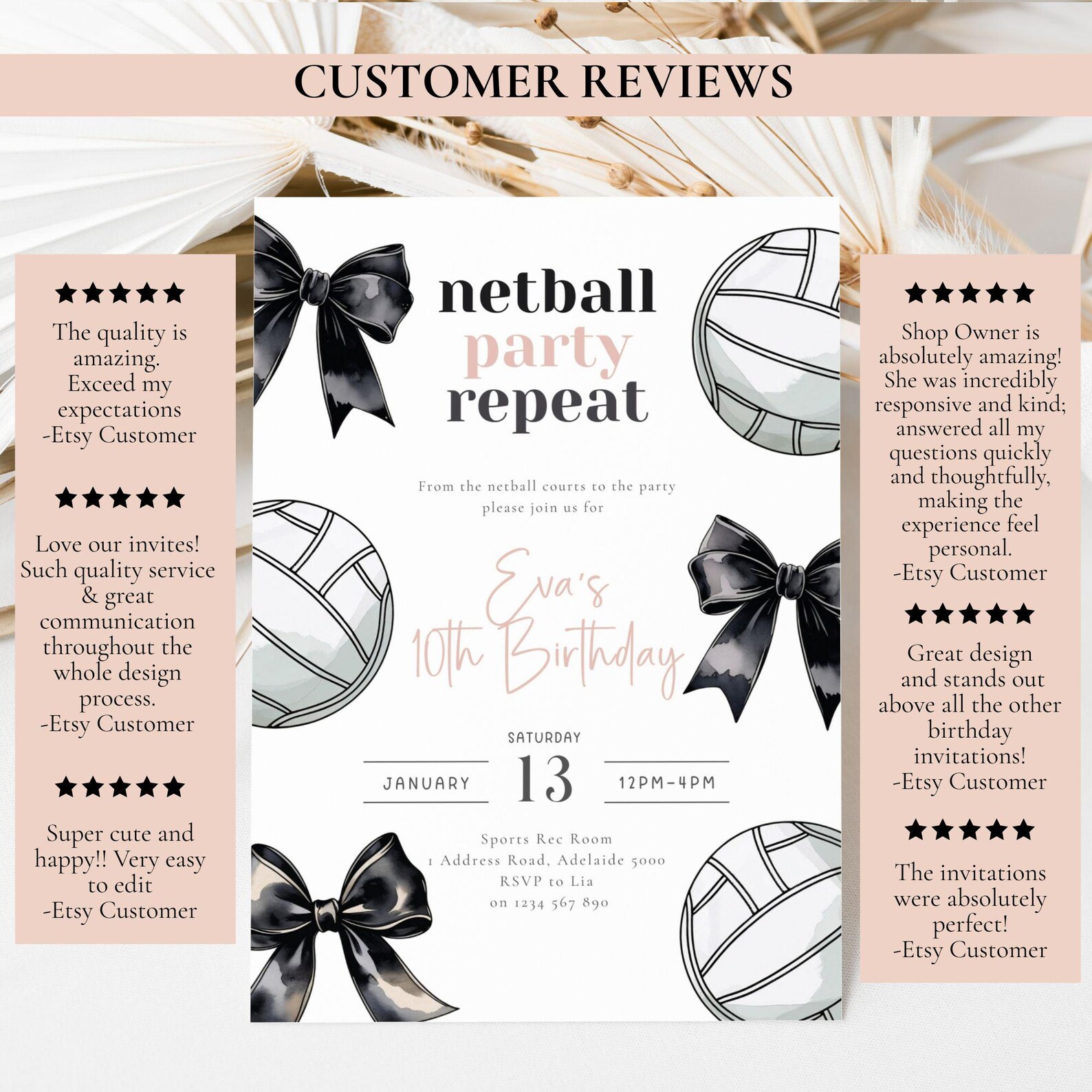 Pink Netball Birthday Invitation: Teen Sports Party (digital Download ...