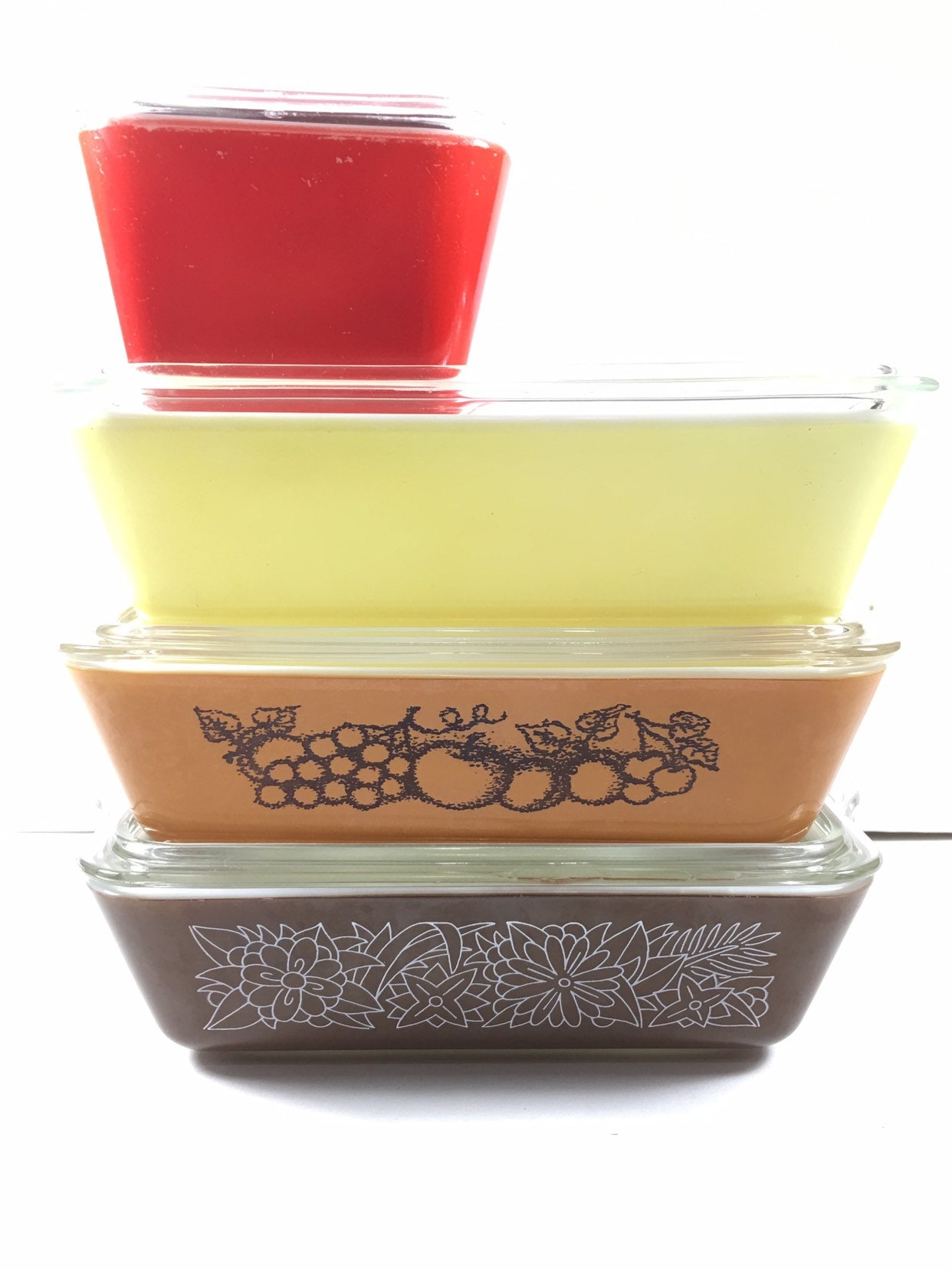 Vintage Pyrex Refrigerator Storage Dishes | Primary Colors | Yellow ...