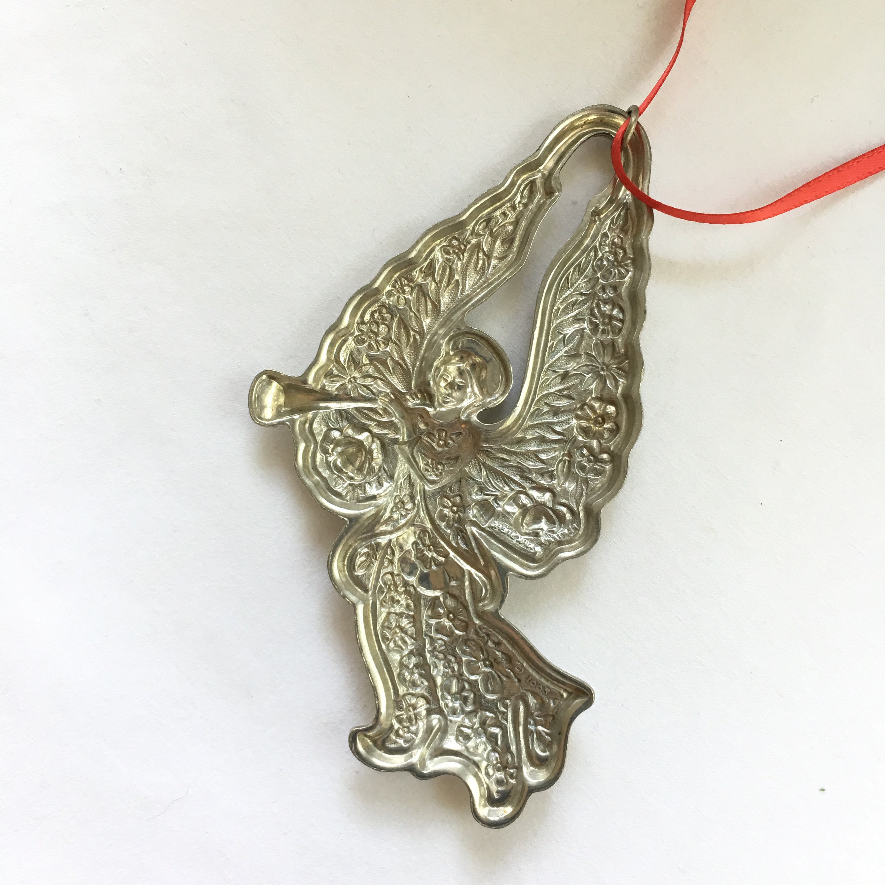 Kirk Stieff Pewter Angel with Horn Christmas Tree Ornament | Designer ...