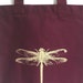 Gold Dragonfly Bag Organic Cotton Tote Bag Burgundy Red With Gold Print ...