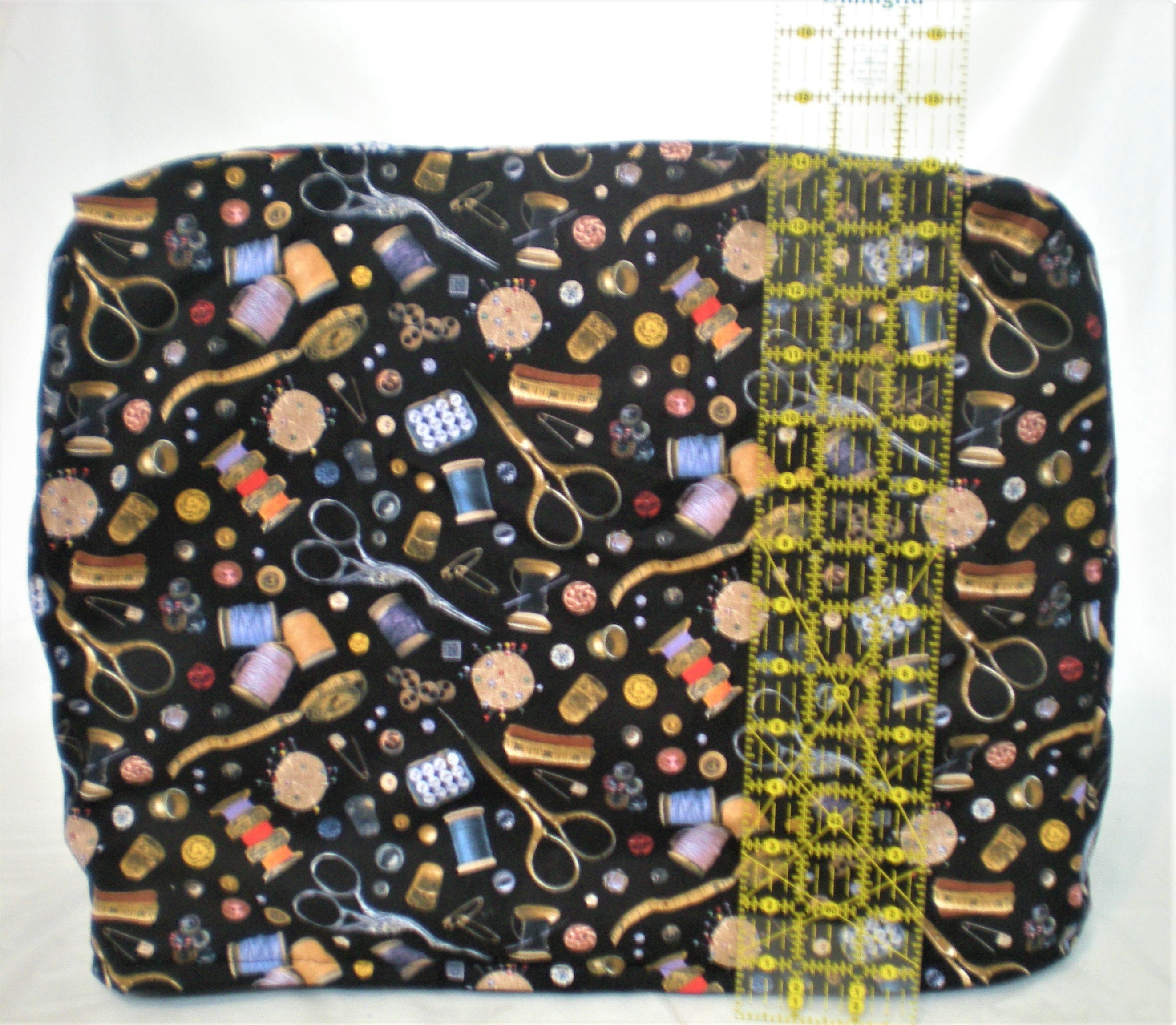 Large Sewing Machine Cover Sewing Notions on a Black | Etsy