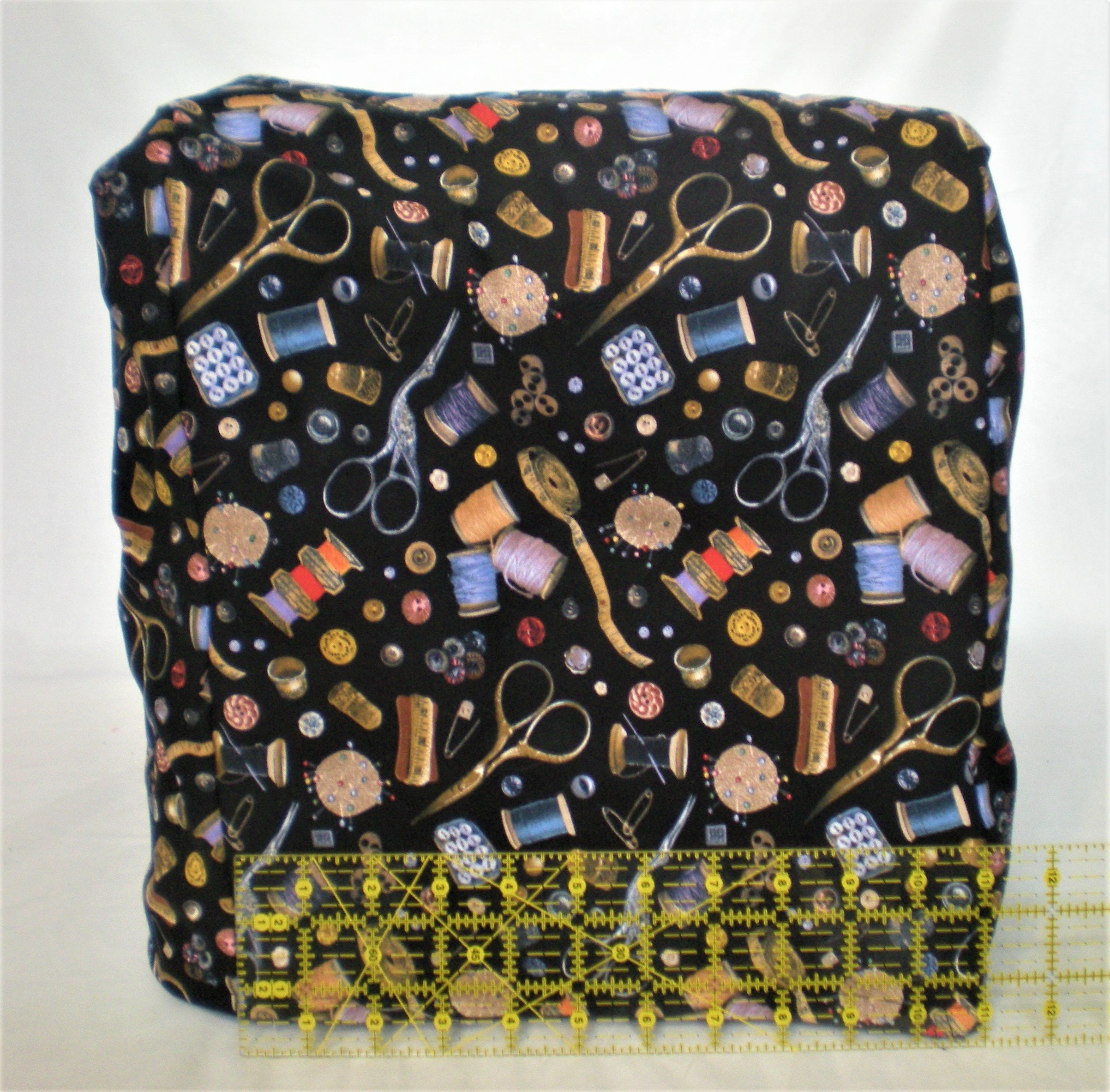 Large Sewing Machine Cover Sewing Notions on a Black | Etsy