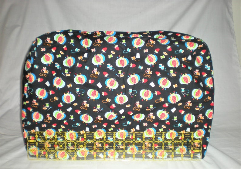 Large Sewing Machine Cover Sewing Motif on a Black - Etsy