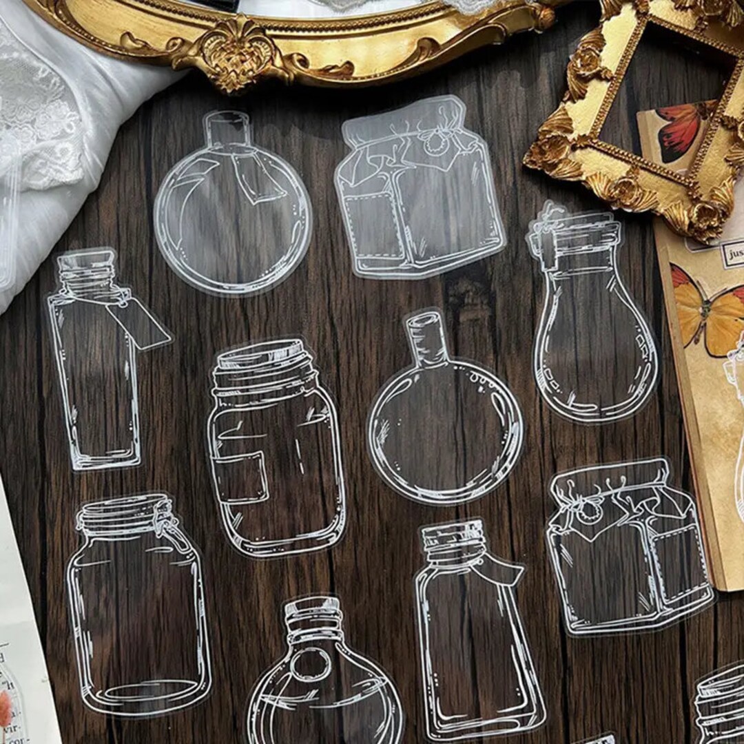 Transparent Jar Stickers: 30pcs Waterproof Scrapbook Embellishments - Etsy