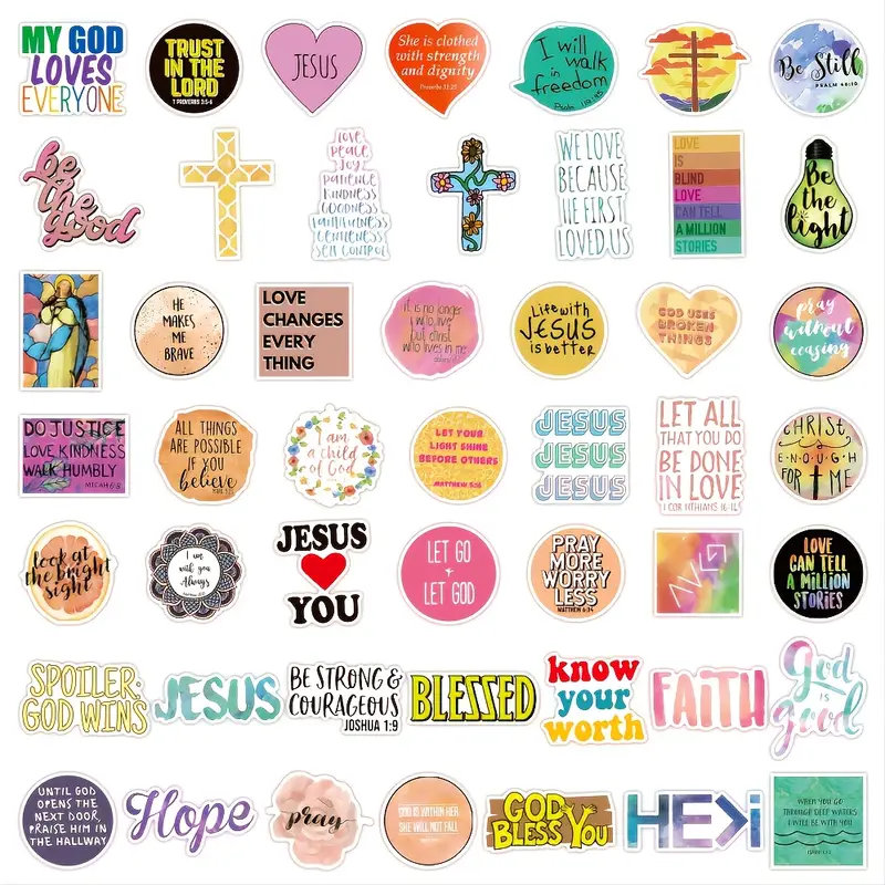 Biblical Bliss: 50pcs Bible Stickers and Jesus Decals for Notebooks ...