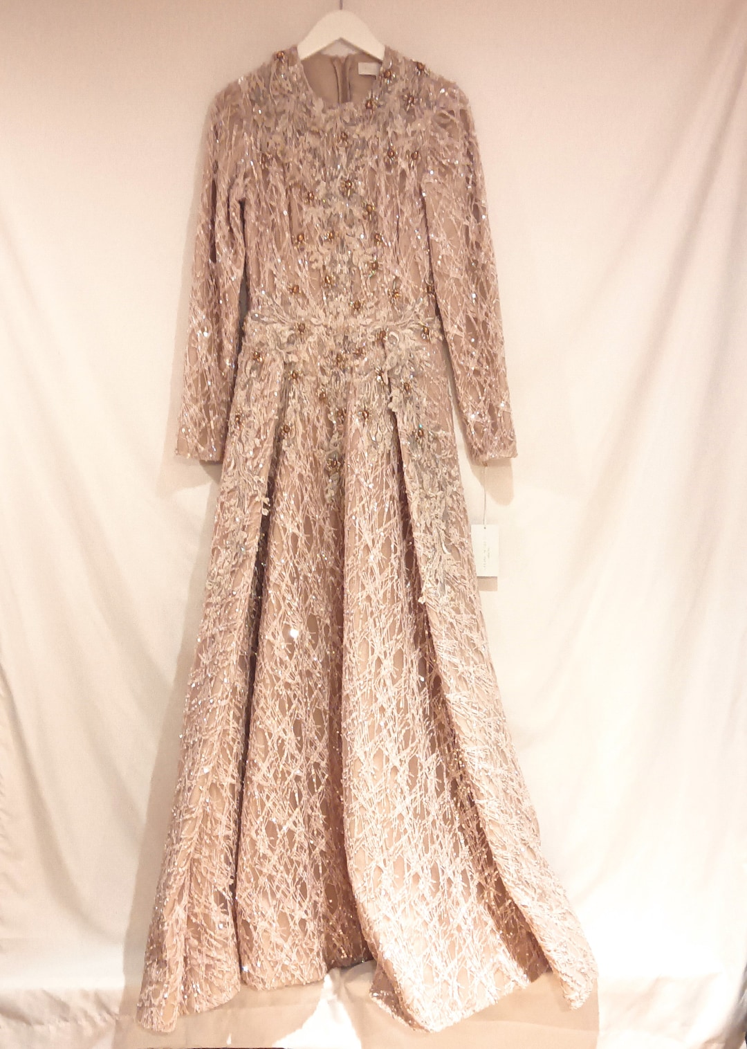 Dress Wedding Gown Celine Moreau French Tailor Beige Color Beaded Maxi ...