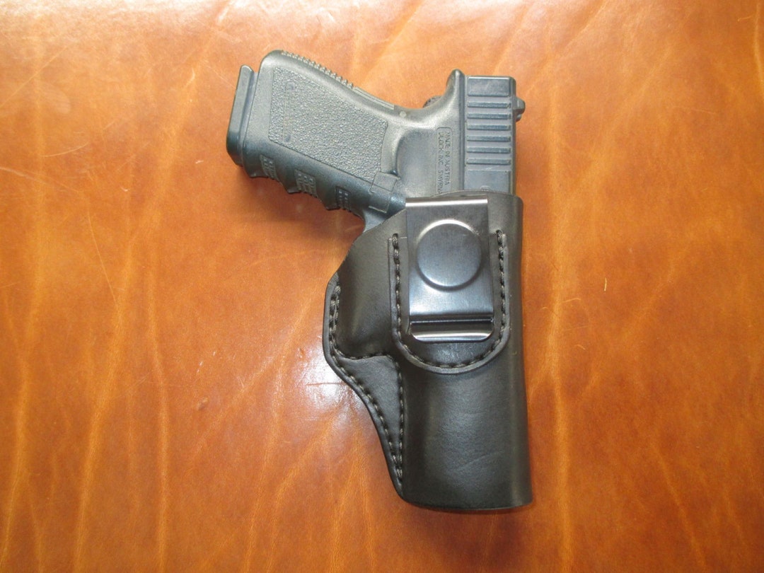 Glock 19 23 17 22 IWB Clip on Holster Black Leather Right Hand Slide ...