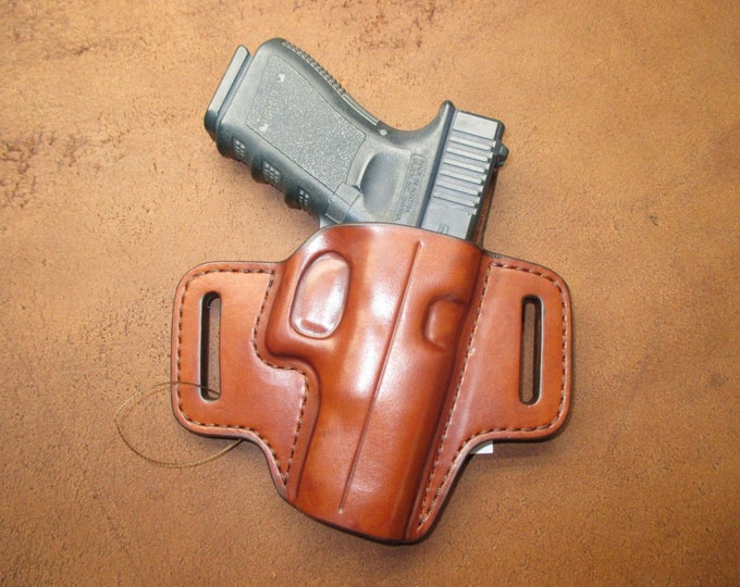 Glock 19 23 32 OWB Leather Pancake Holster Brown Right Hand Slide Guard ...