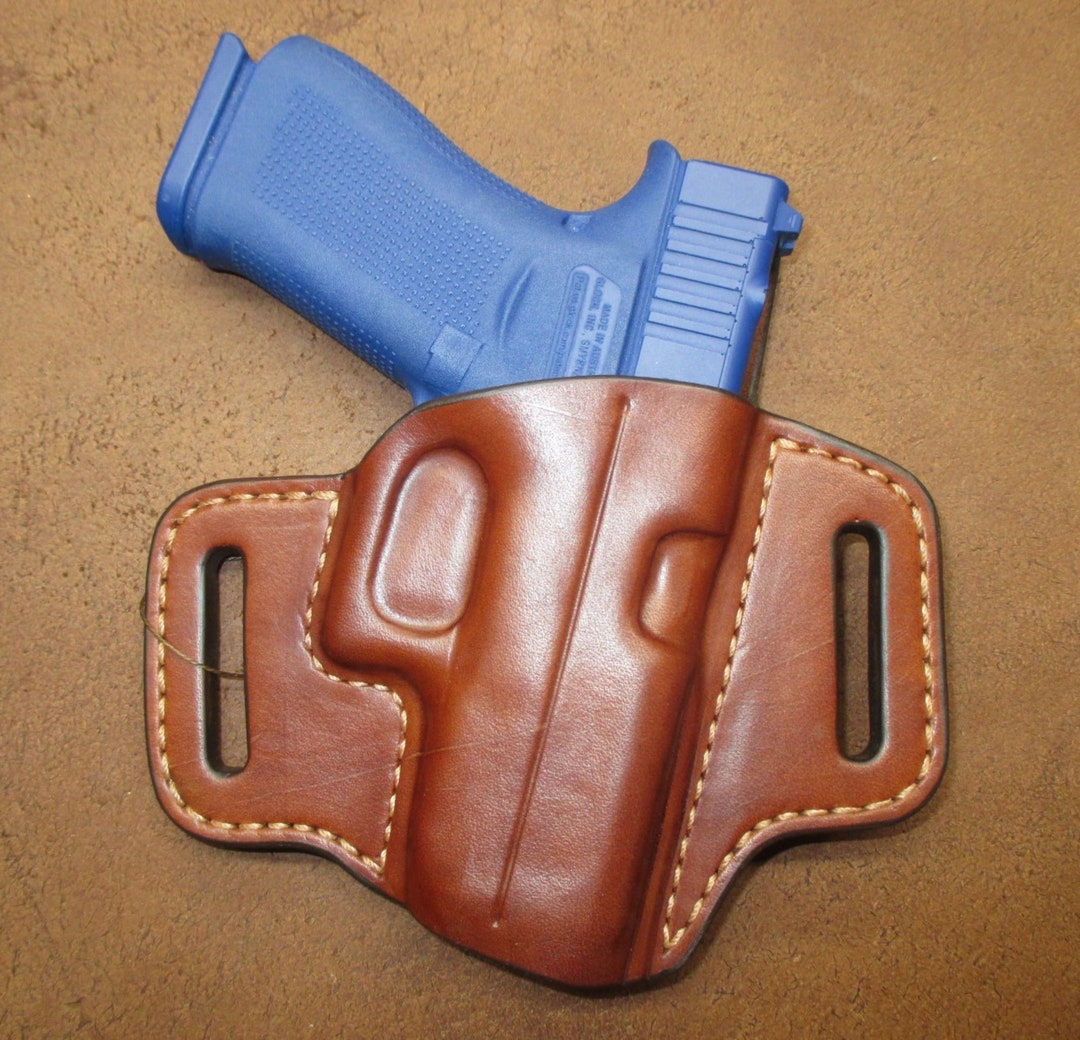 Glock 43X MOS OWB Pancake Holster Brown Leather Right Hand Slide Guard ...