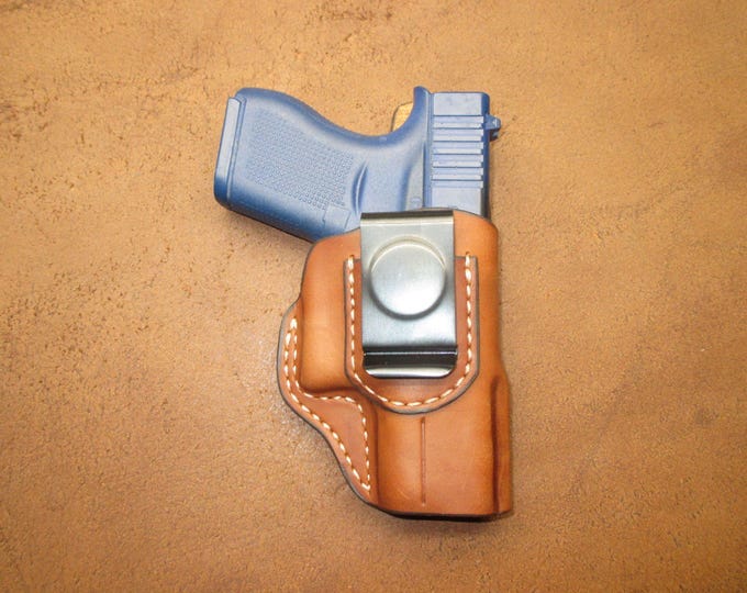 Glock 43 43X IWB Clip on Holster Brown Leather Right Hand Combat Grip ...